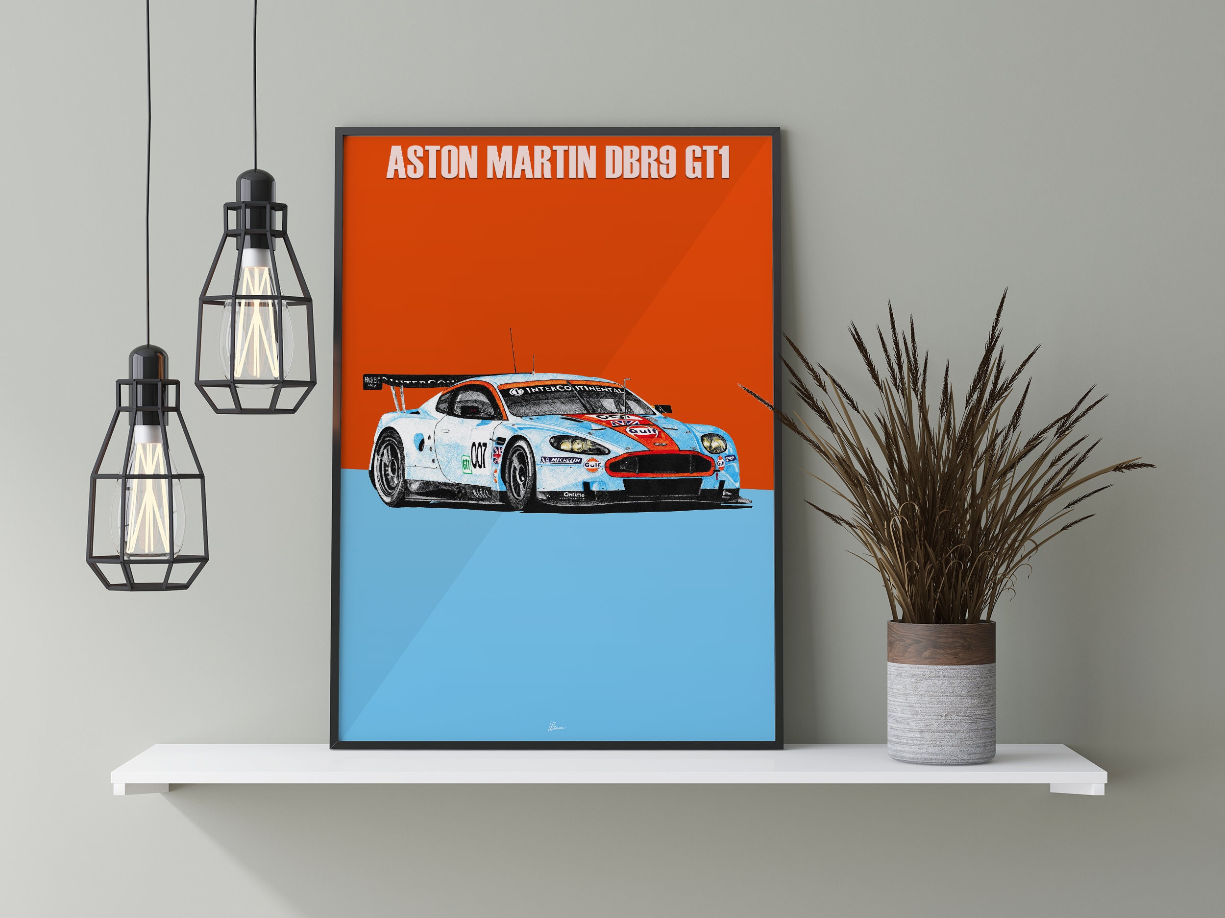 Aston Martin DBR9 GT1 Gulf Livery Poster Racing Icons: GT Legends Wall ...