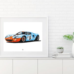 Ford GT40 Gulf Livery Print Racing Icons: Le Mans Prototypes Wall Art ...