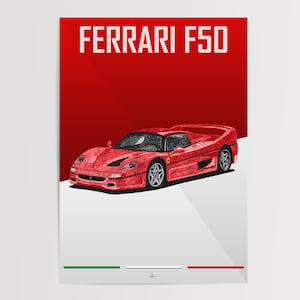 Ferrari F50 Poster Red 1990s Classic Supercars Wall Art - Etsy