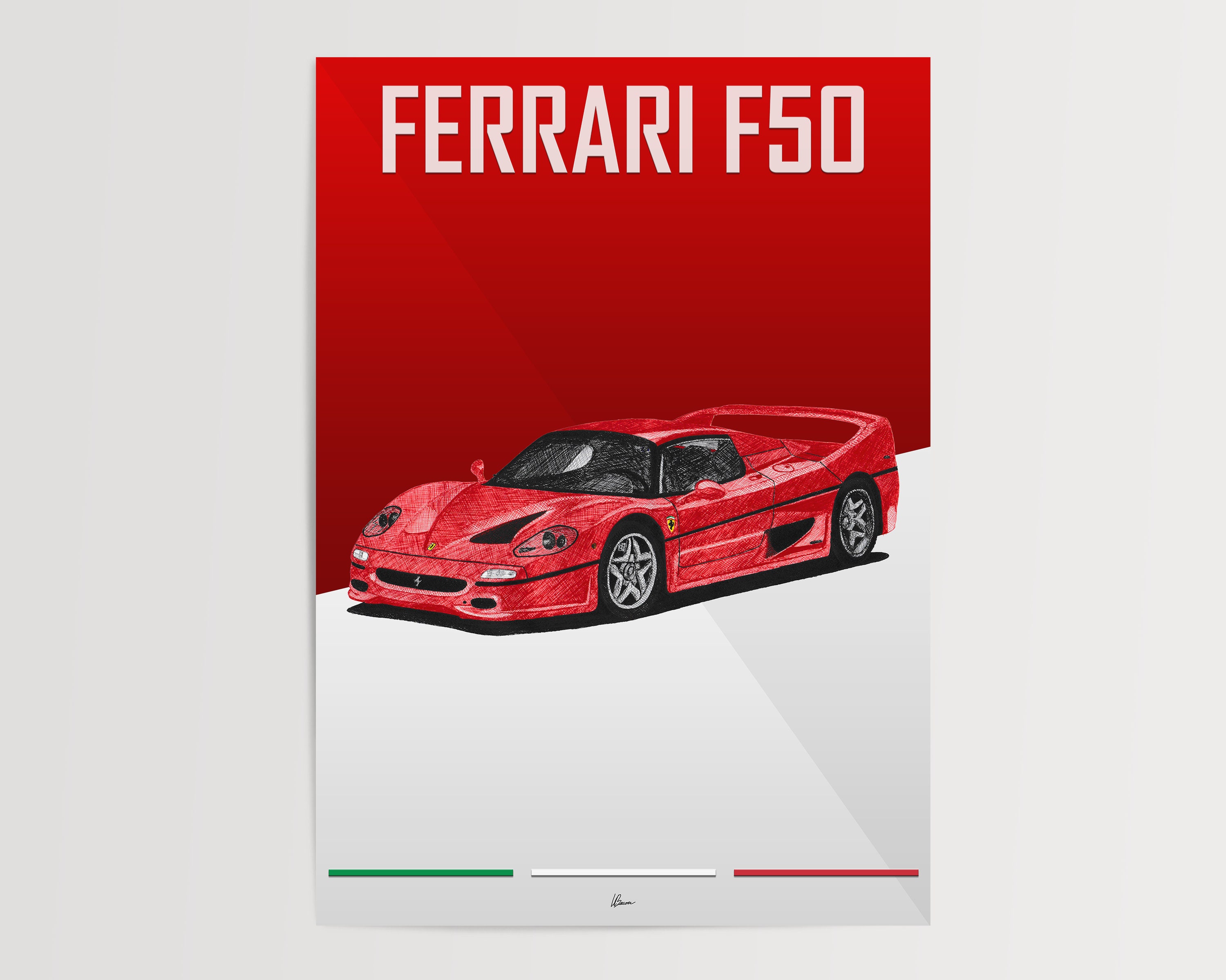 Ferrari F50 Poster Red 1990s Classic Supercars Wall Art - Etsy