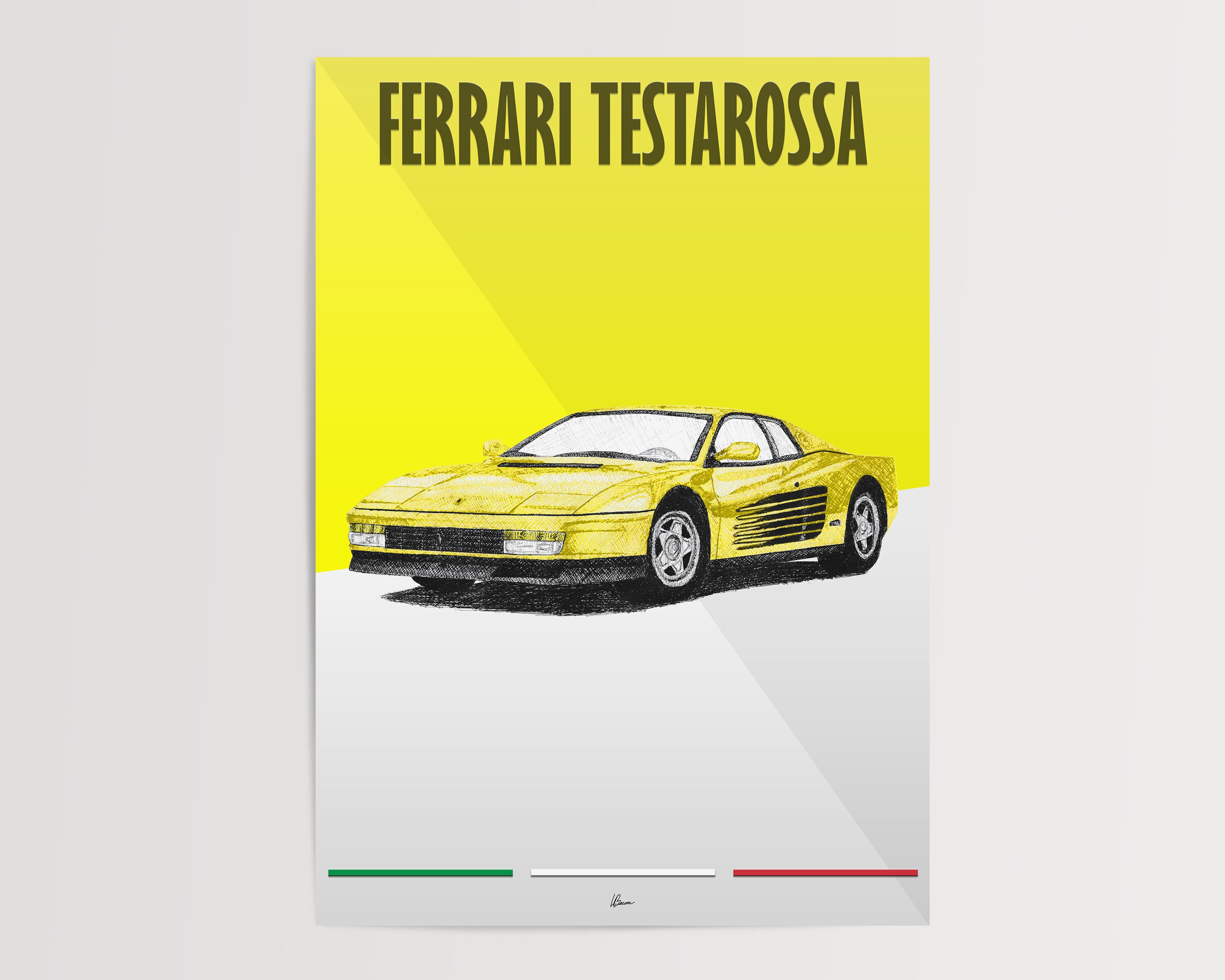 Ferrari Testarossa Poster Yellow 1980s Classic Supercars Wall Art - Etsy