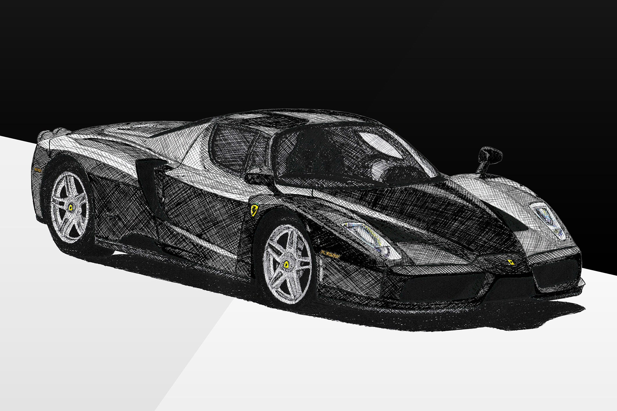 Ferrari Enzo Poster Black 2000s Modern Supercars Wall Art - Etsy