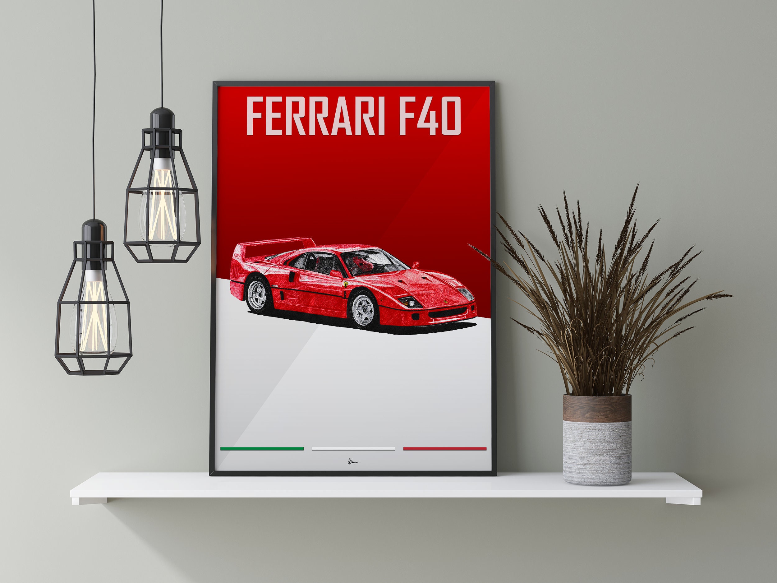 Ferrari F40 Poster Red 1980s Classic Supercars Wall Art - Etsy