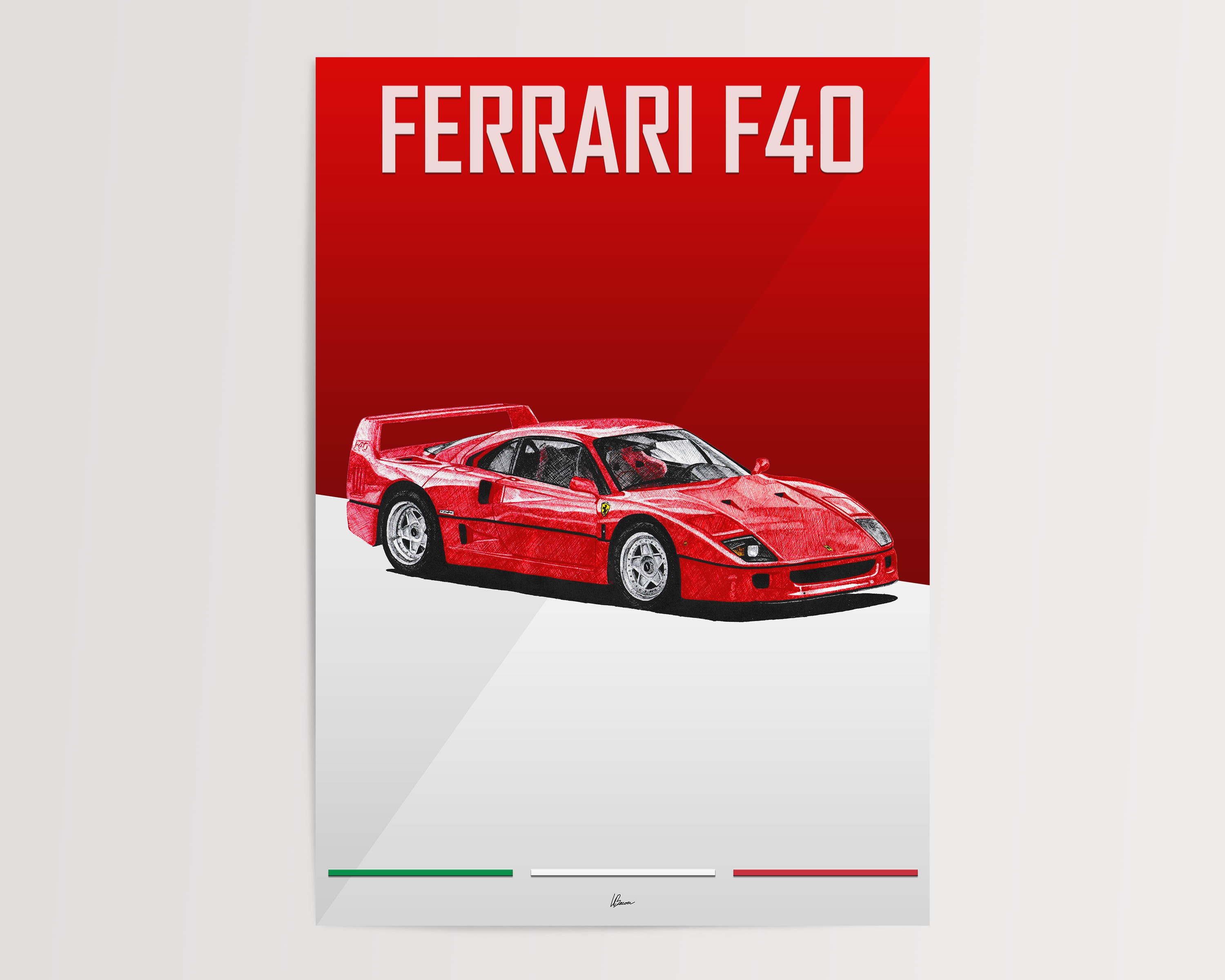 Ferrari F40 Poster Red 1980s Classic Supercars Wall Art - Etsy