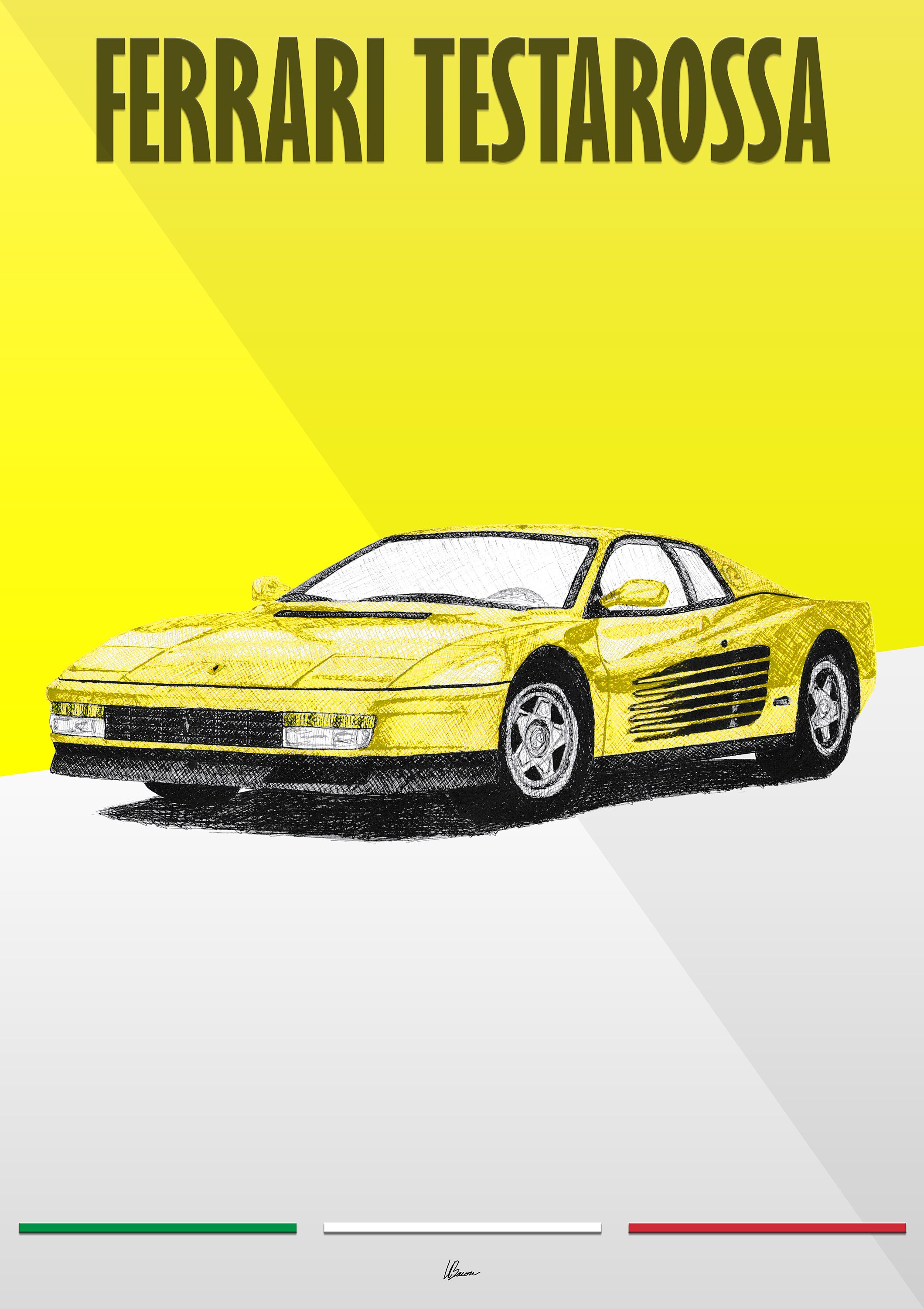 Ferrari Testarossa Poster Yellow 1980s Classic Supercars Wall Art - Etsy