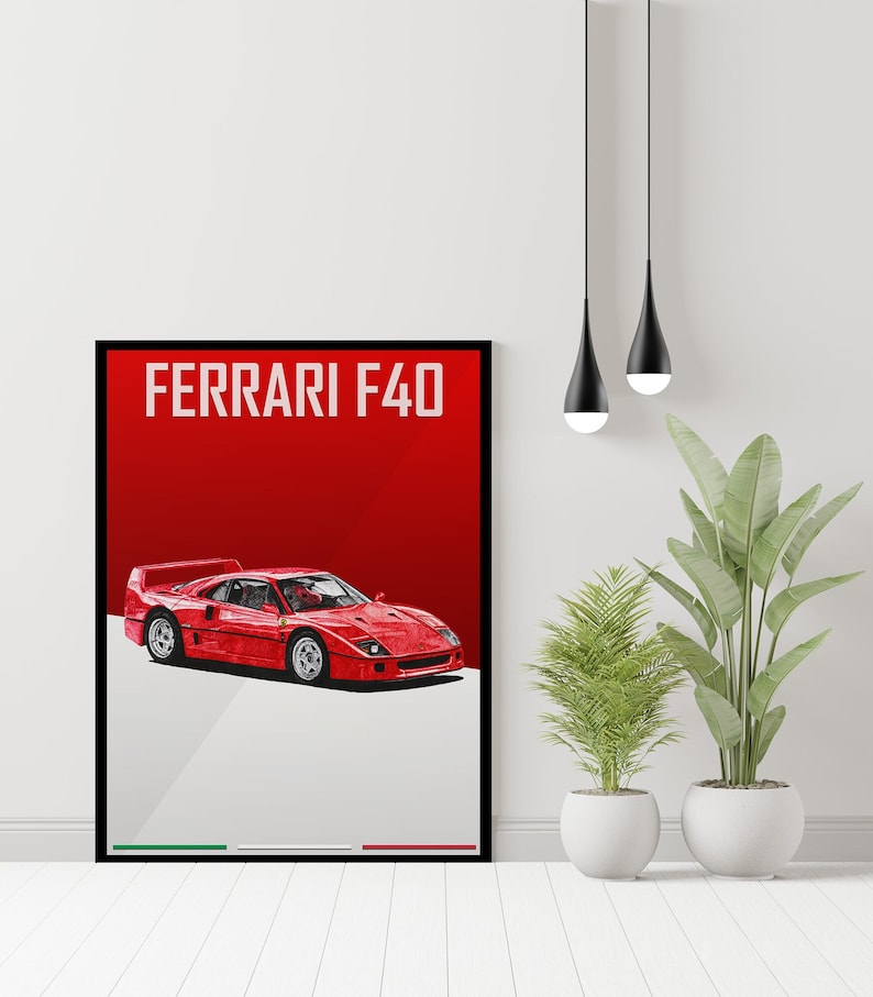 Ferrari F40 Poster Red 1980s Classic Supercars Wall Art - Etsy