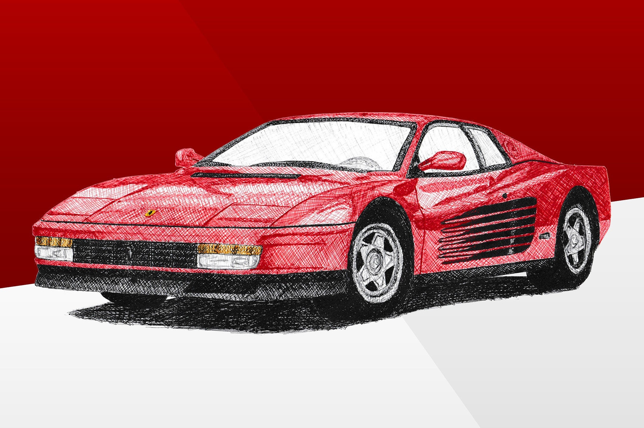 Ferrari Testarossa Poster Red 1980s Classic Supercars Wall Art - Etsy