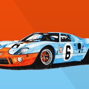 Ford GT40 Gulf Livery Poster Racing Icons: Le Mans Prototypes Wall Art ...