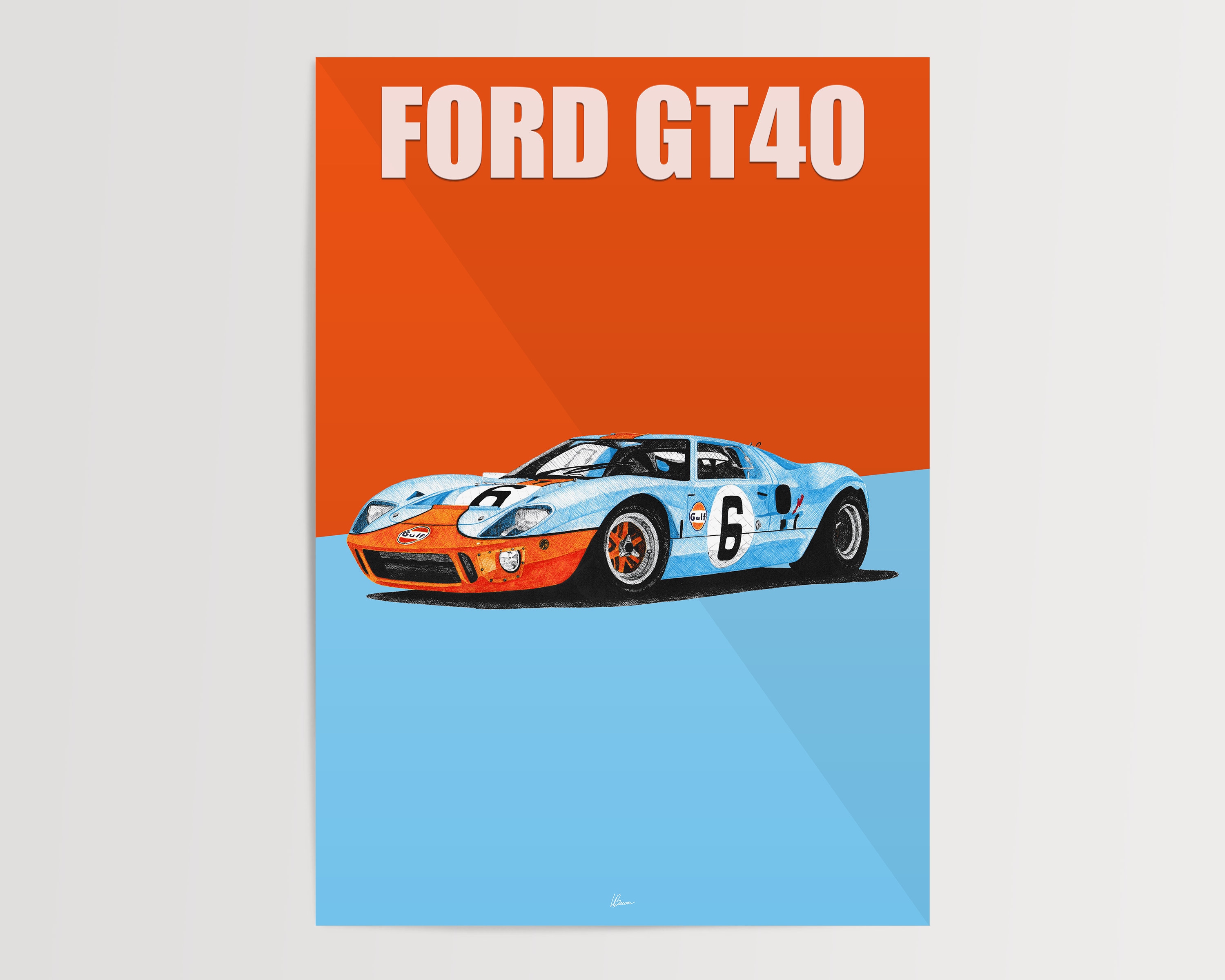 Ford GT40 Gulf Livery Poster Racing Icons: Le Mans Prototypes Wall Art ...
