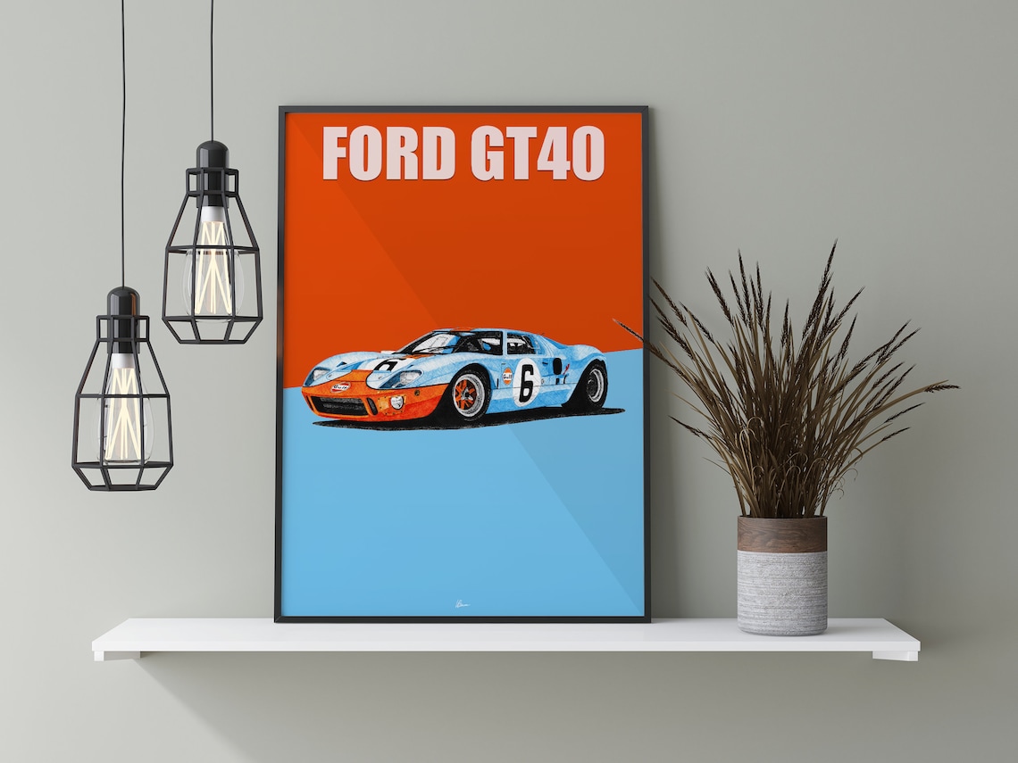 Ford GT40 Gulf Livery Poster Racing Icons: Le Mans Prototypes Wall Art ...