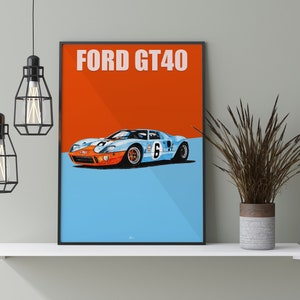 Ford GT40 Gulf Livery Poster Racing Icons: Le Mans Prototypes Wall Art ...