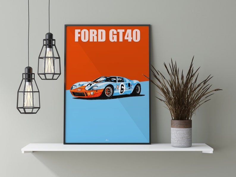 Ford GT40 Gulf Livery Poster Racing Icons: Le Mans Prototypes Wall Art ...