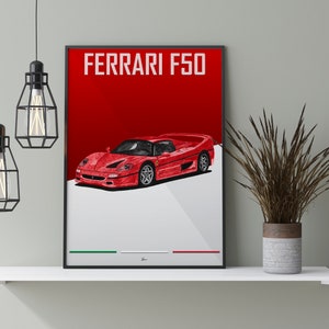 Ferrari F50 Poster Red 1990s Classic Supercars Wall Art - Etsy