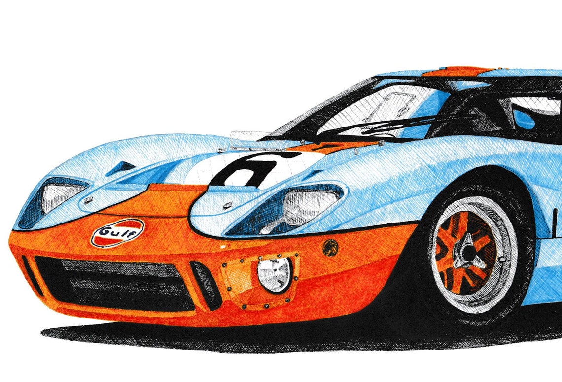 Ford GT40 Gulf Livery Print Racing Icons: Le Mans Prototypes Wall Art ...