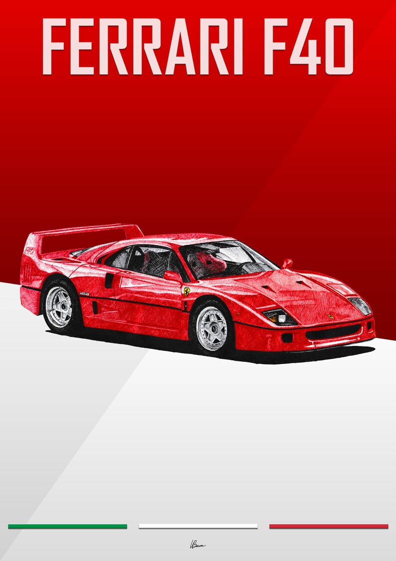 Ferrari F40 Poster Red 1980s Classic Supercars Wall Art - Etsy