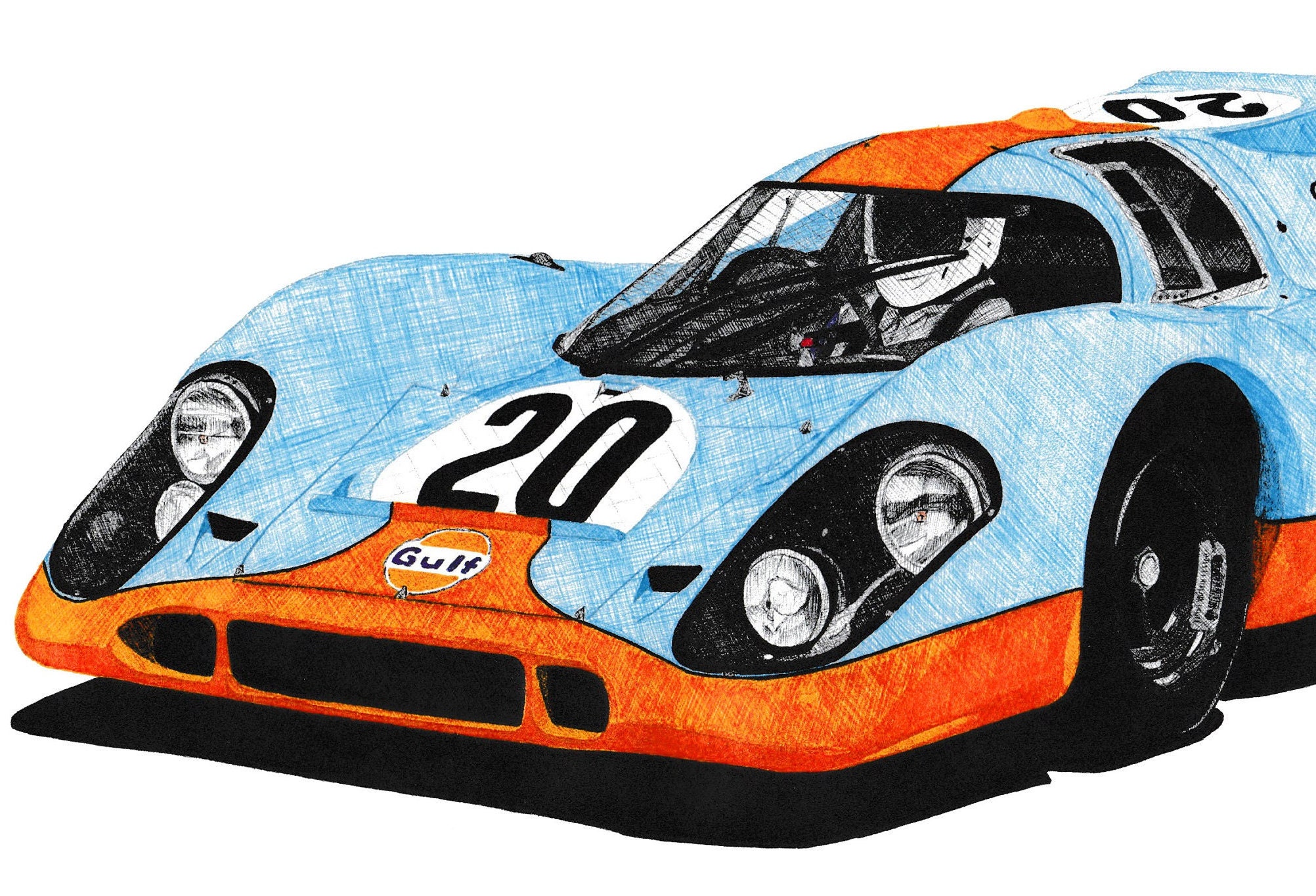 Porsche 917 Gulf Livery Print Racing Icons: Le Mans Prototypes Wall Art ...