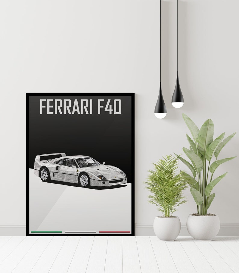 Ferrari F40 Poster White 1980s Classic Supercars Wall Art - Etsy