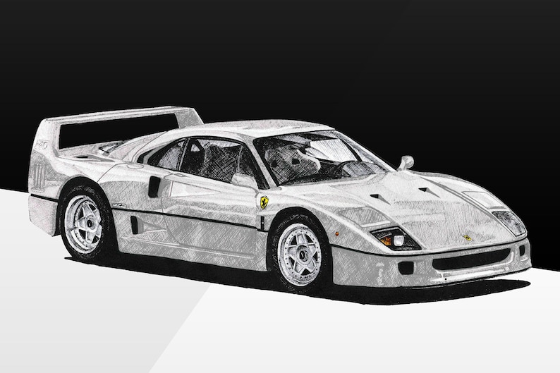 Ferrari F40 Poster White 1980s Classic Supercars Wall Art - Etsy