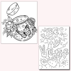 7 Valentines Day Coloring Pages - Etsy