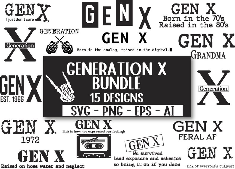 Gen X SVG Bundle, Generation X SVG, Gen X PNG, Retro Gen X Shirt, Gift ...