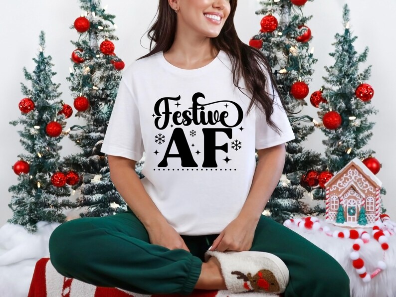 Festive AF SVG | Funny Christmas Shirt SVG | Sassy Holiday Cut File for ...