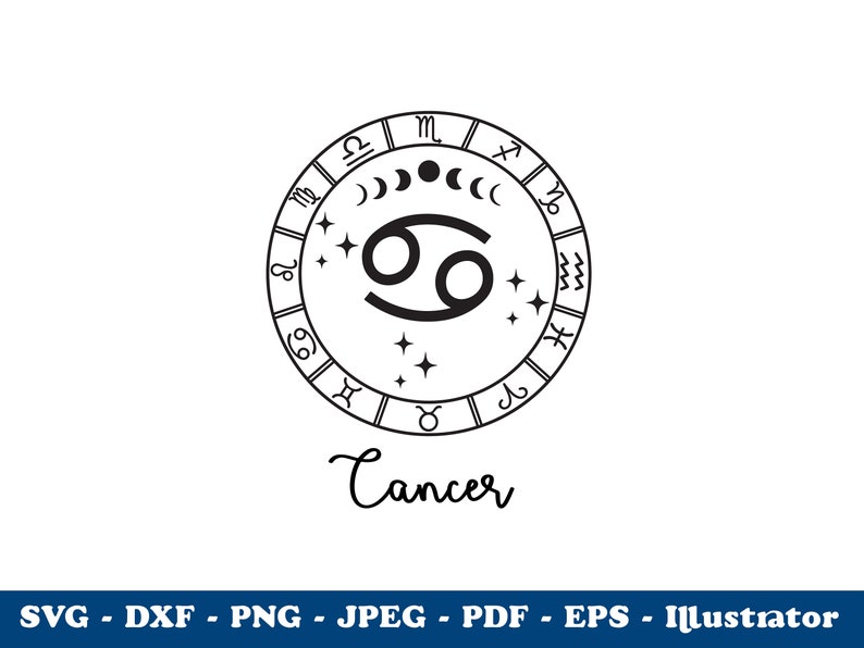 Cancer Svg Zodiac Signs Svg Cricut Cut File Astrology Etsy