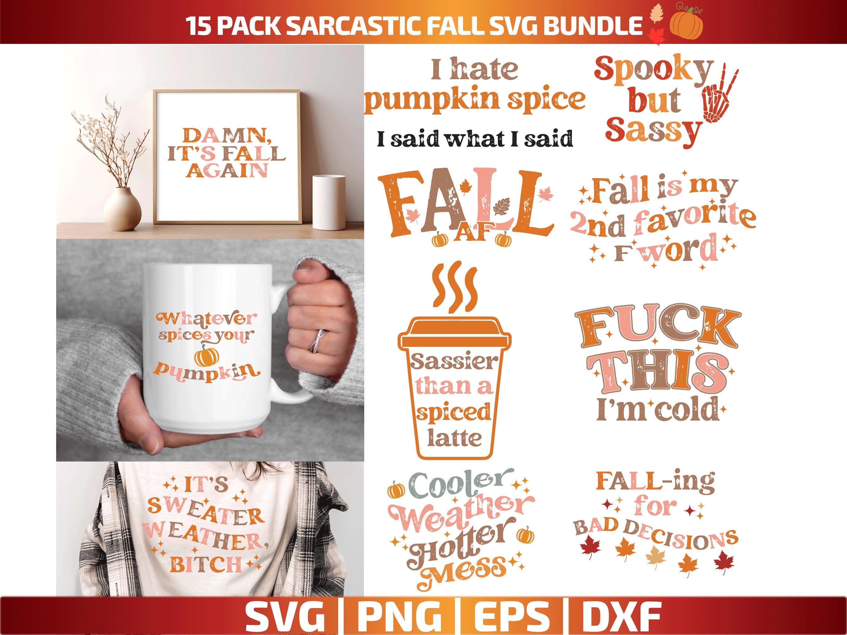 Sarcastic SVG Fall Bundle, Funny Fall Shirt Designs, Retro Fall SVG ...