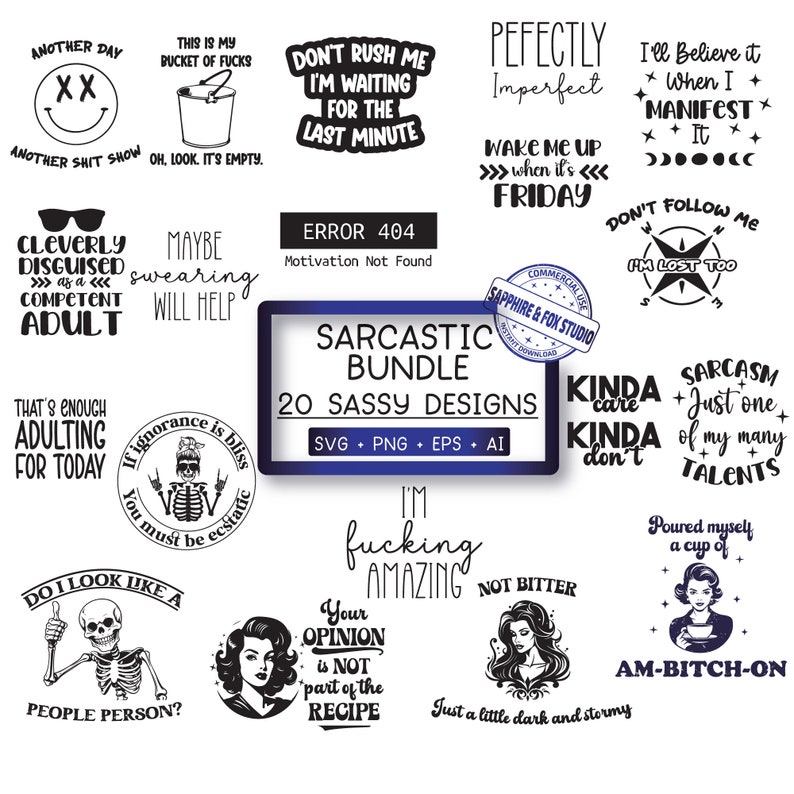 Sarcastic SVG Bundle, Inappropriate SVG, Funny Quotes SVG Bundle ...