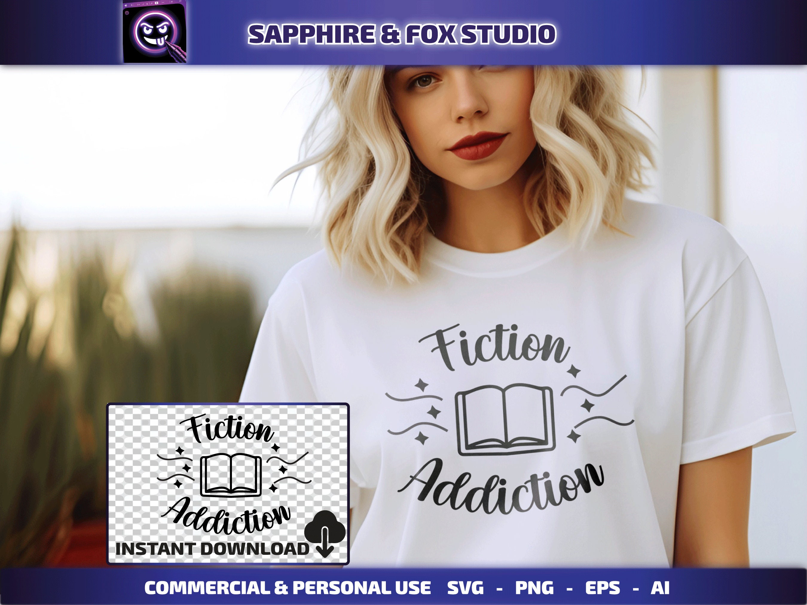 Fiction Addiction SVG, Reading SVG, Book Lover Shirt, Gifts for Book ...