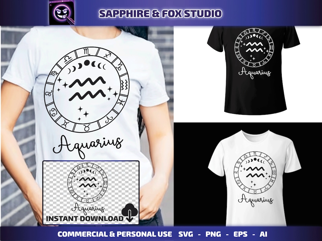 Aquarius SVG, Zodiac Sign SVG, Cricut Cut File, Zodiac SVG, Star Sign ...