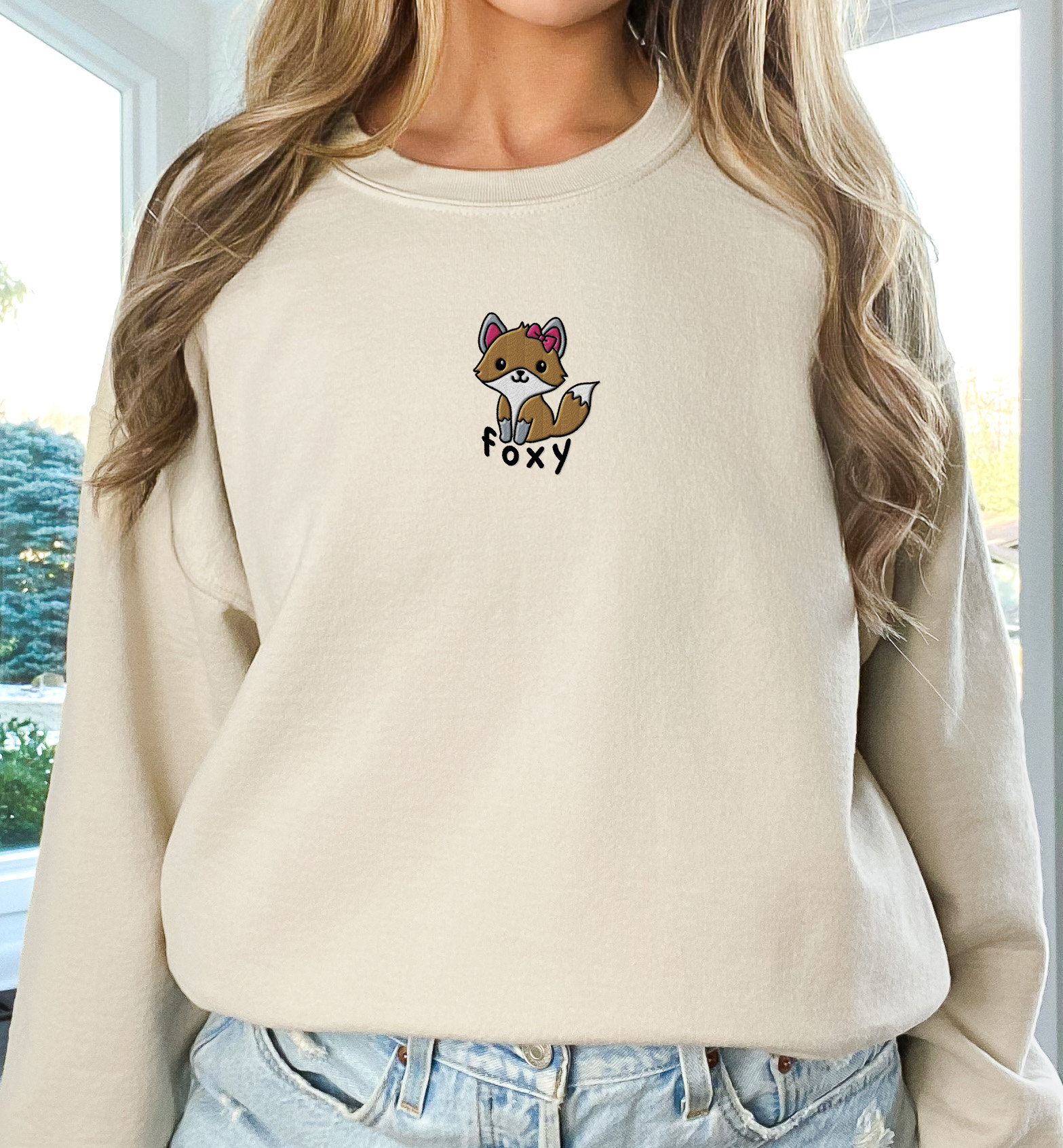 Embroidered Foxy Sweatshirt, Foxy Lady Crewneck, Cute Fox Shirt, Animal ...
