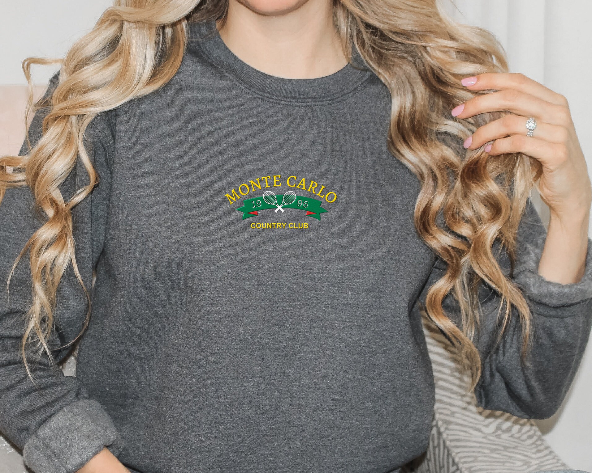 Embroidered Monte Carlo Country Club Sweatshirt - Vintage Tennis ...