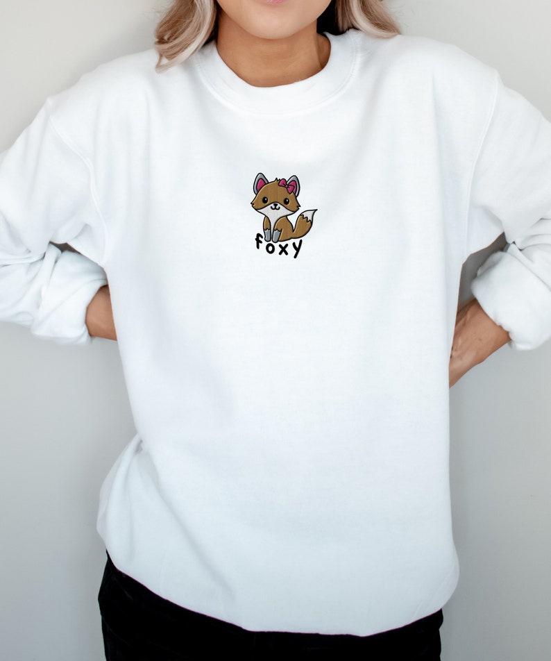 Embroidered Foxy Sweatshirt Foxy Lady Crewneck Cute Fox - Etsy