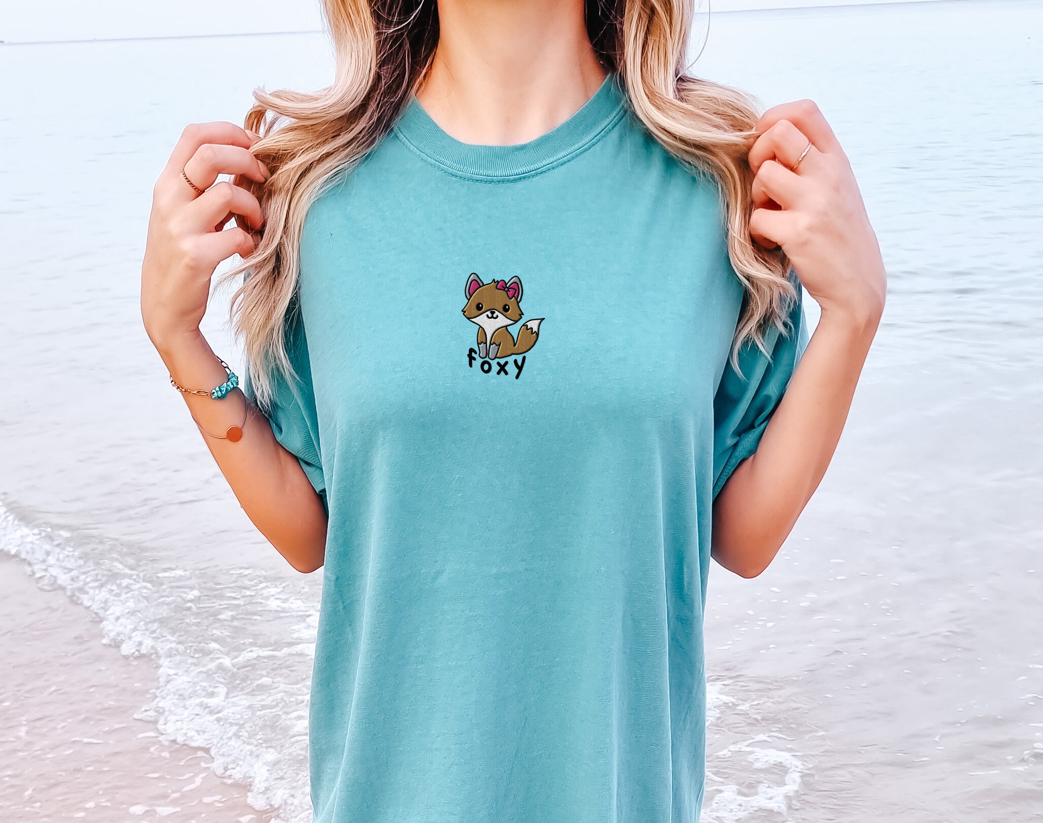 Embroidered Foxy Comfort Colors Shirt, Foxy Lady Crewneck Tshirt, Cute ...