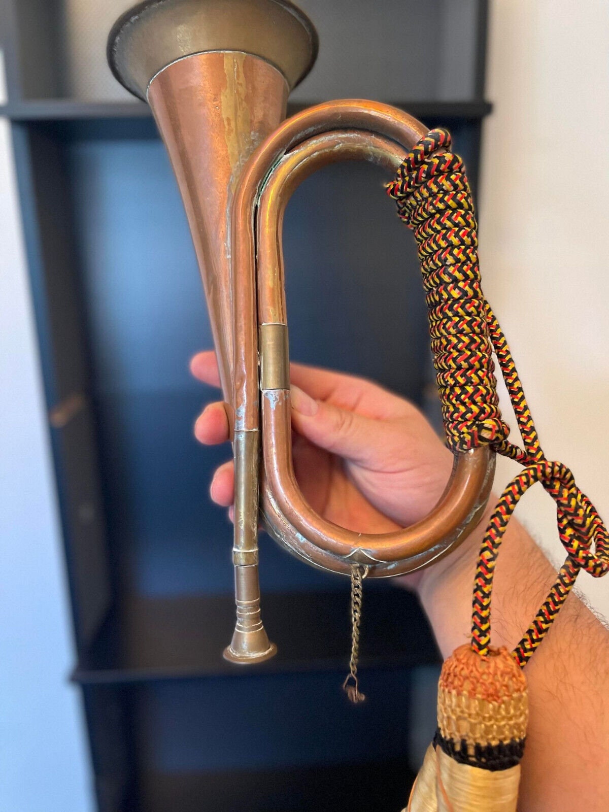 Antique Hunting Horn W/ Decorative Tassels WW1 Copper Brass 20th ...