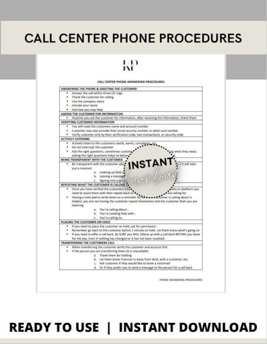 Customer Service Phone Answering Procedures | Call Center | Contact ...