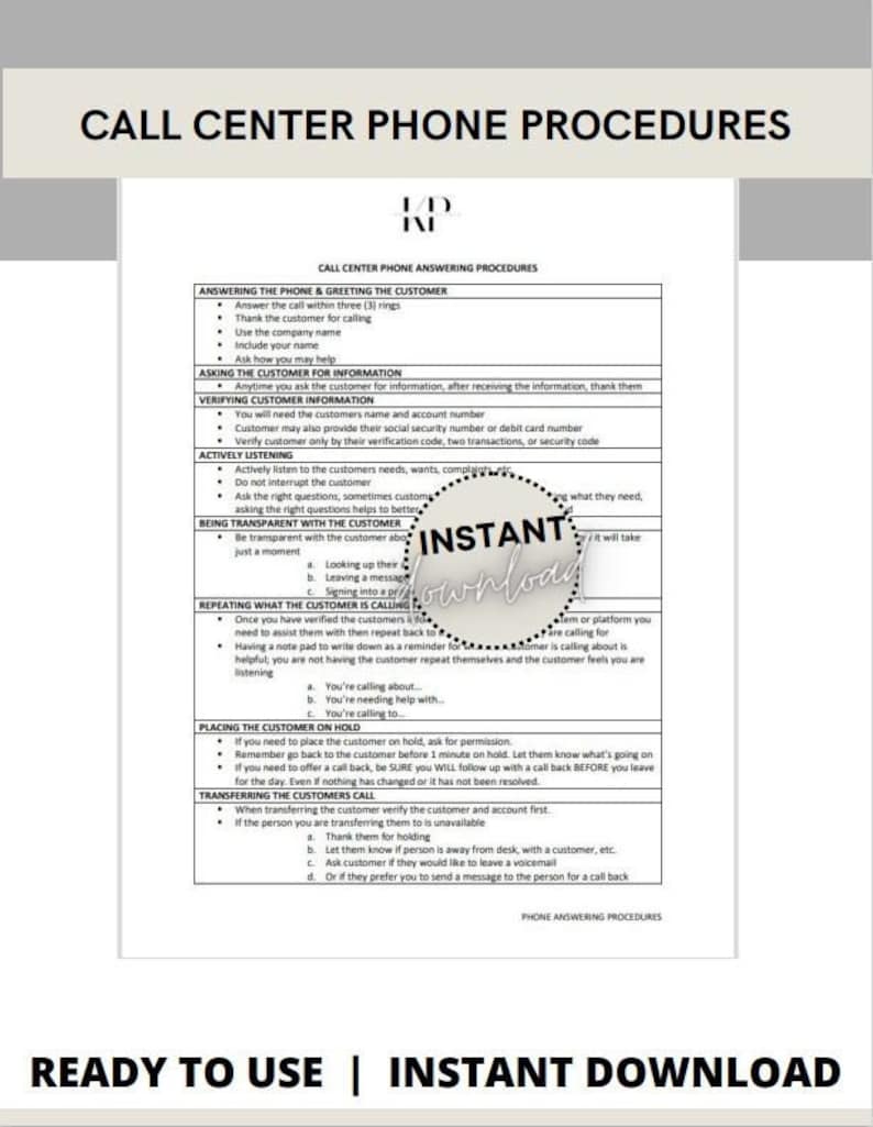 Customer Service Phone Answering Procedures | Call Center | Contact ...