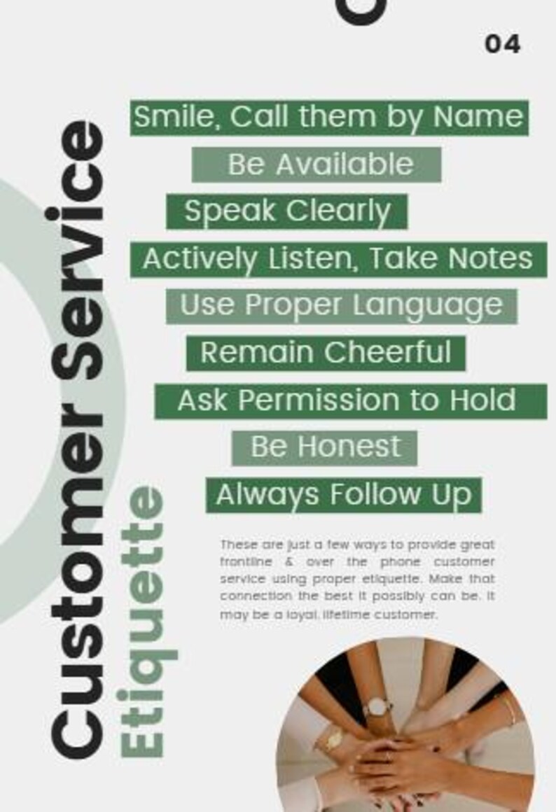 Customer Service Training Guide | Instant Download - Etsy