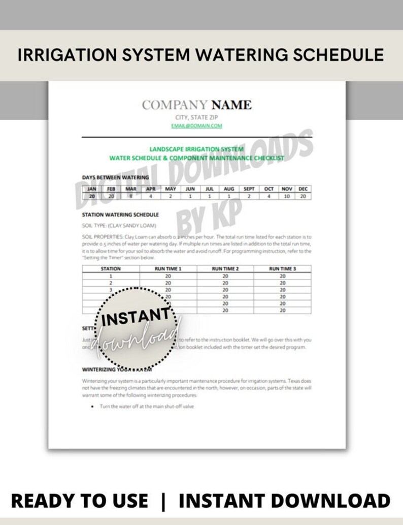 Landscape Irrigation System Bundle | Watering Schedule | Component ...