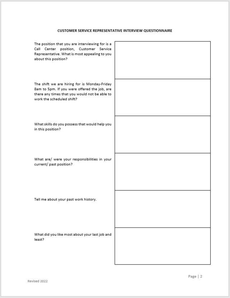 Interview Questionnaire | Onboarding | HR Template | New Hire Questions ...