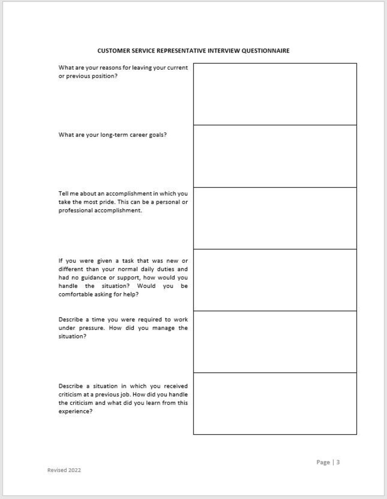 Interview Questionnaire | Onboarding | HR Template | New Hire Questions ...