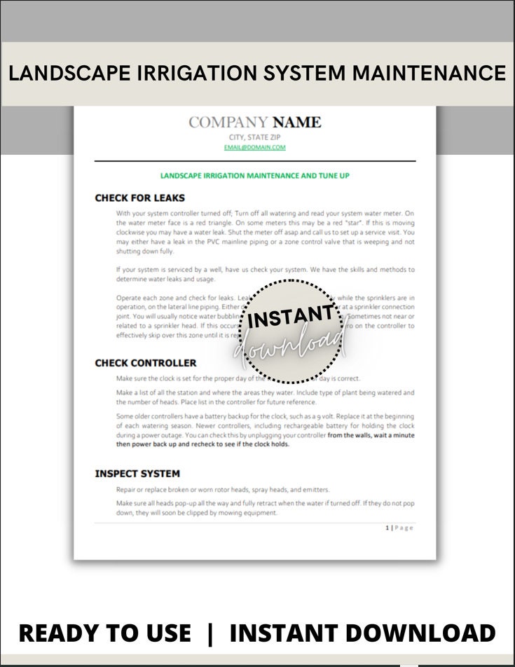 Landscape Irrigation System Bundle | Watering Schedule | Component ...