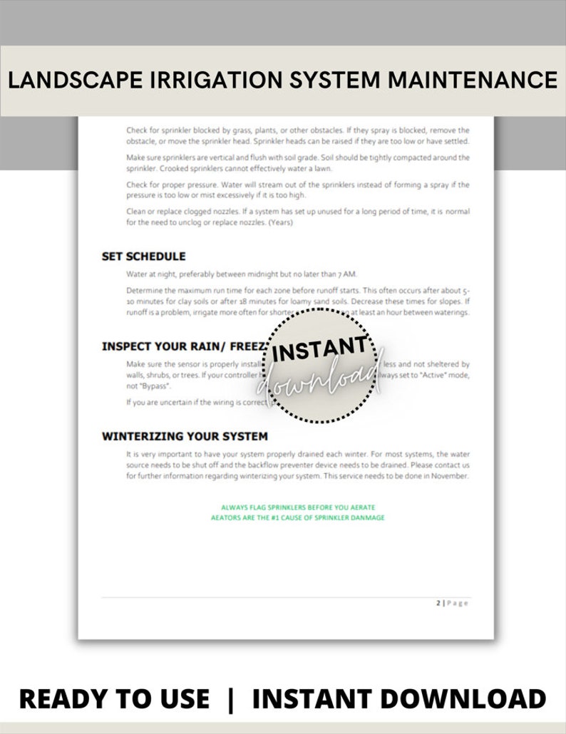 Landscape Irrigation System Maintenance | General Information | Control ...