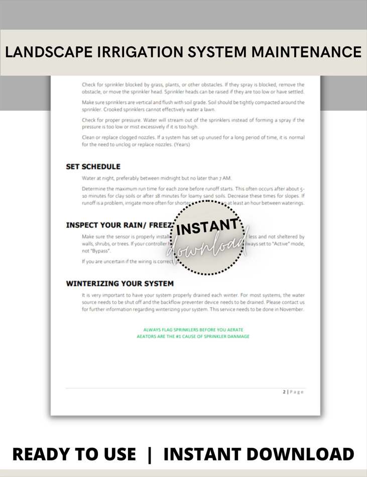 Landscape Irrigation System Maintenance | General Information | Control ...