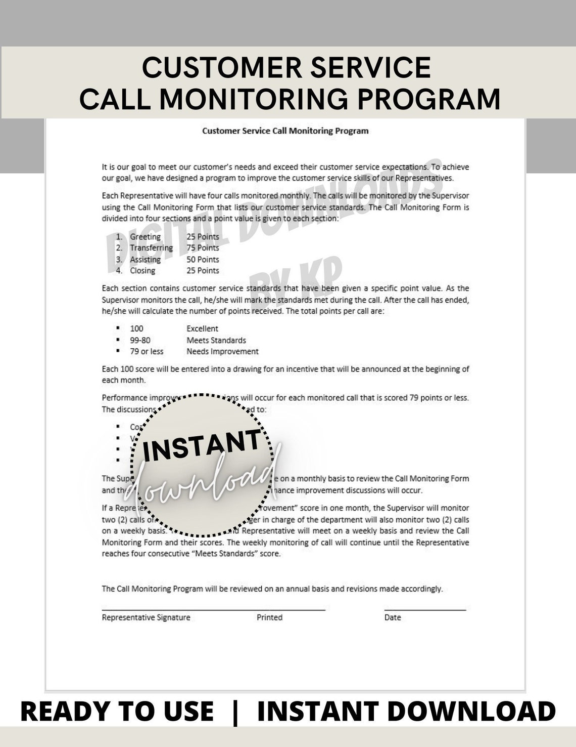 Customer Service Call Monitoring Program and Evaluation Form | Call ...