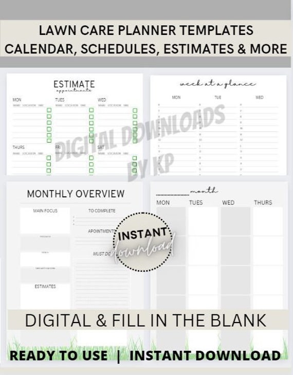 Lawn Care Planner Landscape Planner Daily Monthly Weekly - Etsy