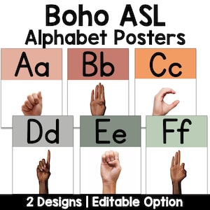 Boho ASL Alphabet Poster Boho Rainbow Classroom Decor American Sign ...