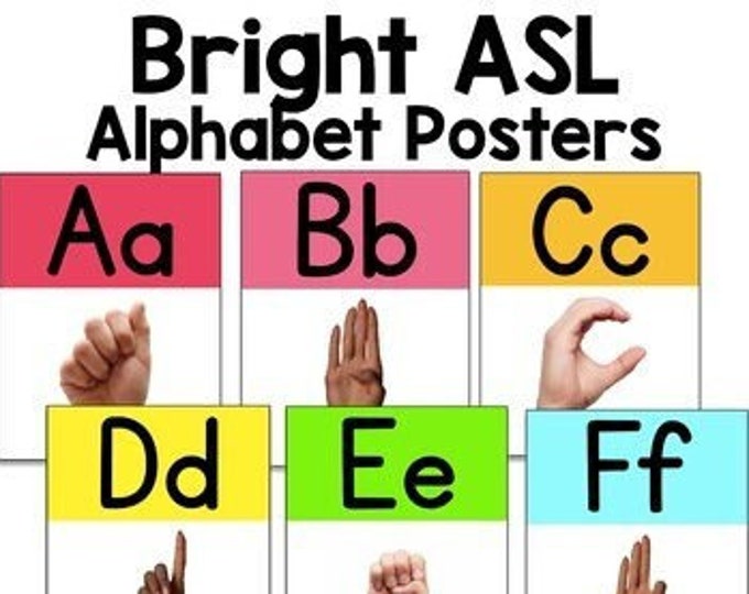 Bright Rainbow ASL Alphabet Poster Real Pictures Nonfiction Editable ...