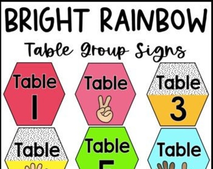 Bright Rainbow Table Group Signs Editable Dalmatian Bulletin Board ...