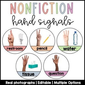 Pastel Rainbow Nonfiction Hand Signals | Real Pictures | Classroom ...